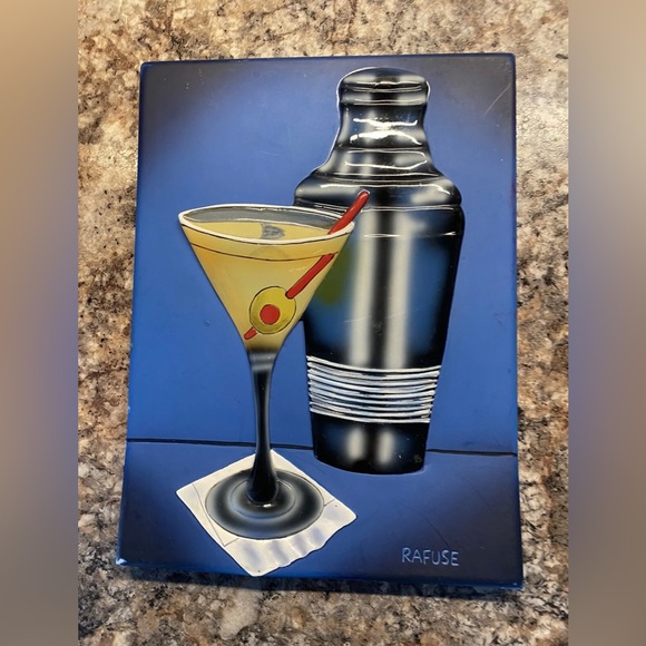 Rafuse | Wall Decor | 2 Rafuse Cocktail Martini Wall Art Tiles Green ...